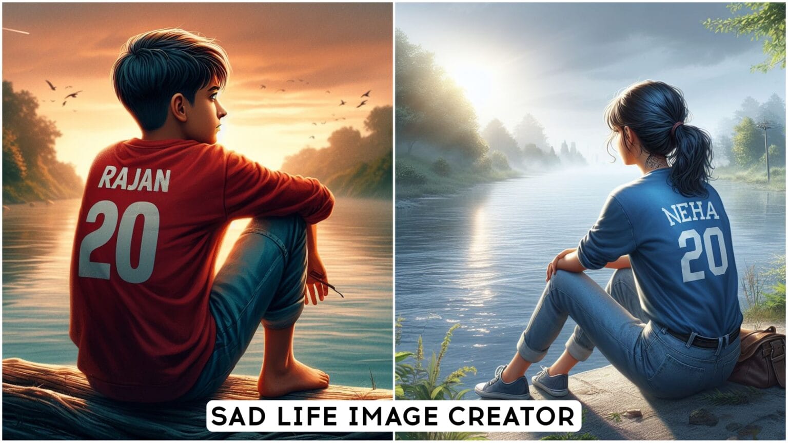 Sad Boy/Girl Name Images Using Ai Photo Generator With Bing