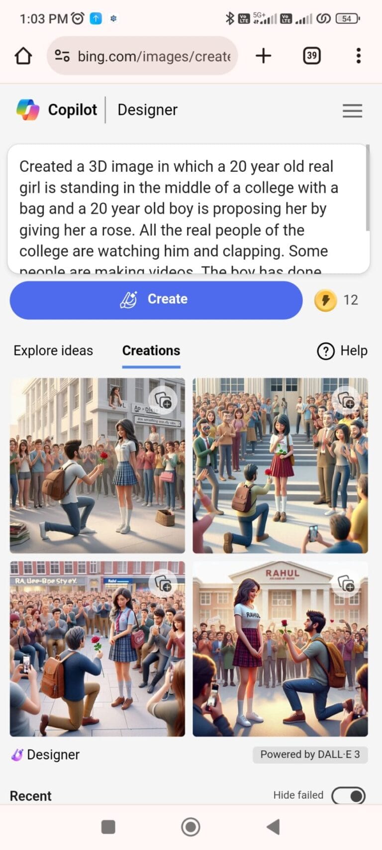 Student Proposing Name Images Using Ai Photo Generator – Bing Image Creator